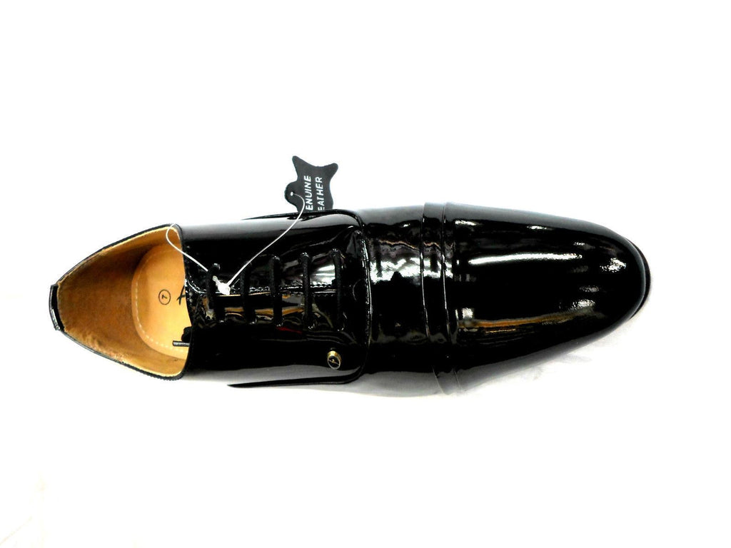 Lucini Formal Mens Cuban Heels Real Leather Lace Up Wedding Shoes Black ...